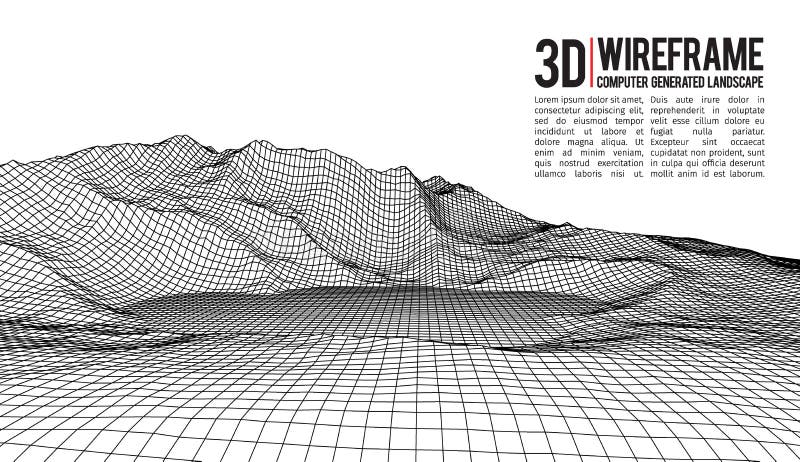 Abstract Vector Wireframe Landscape Background. Cyberspace Grid. 3d ...