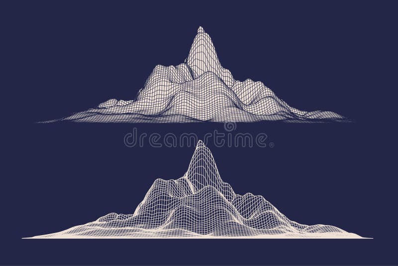 Abstract Wireframe Mesh Mountains Stock Vector - Illustration of grid ...