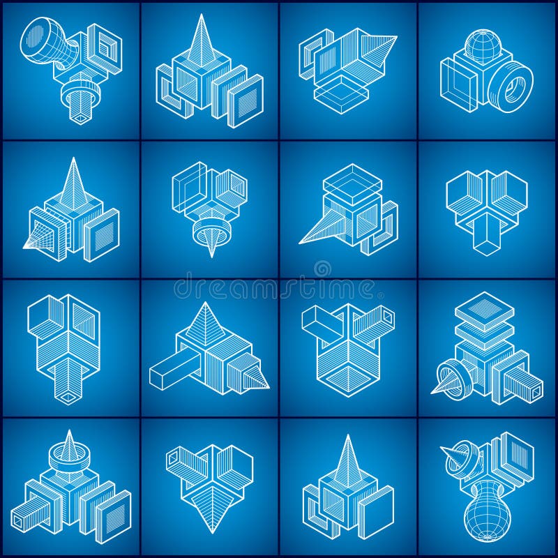 Abstract Vectors, 3D Shapes Set. Stock Vector - Illustration of shapes ...