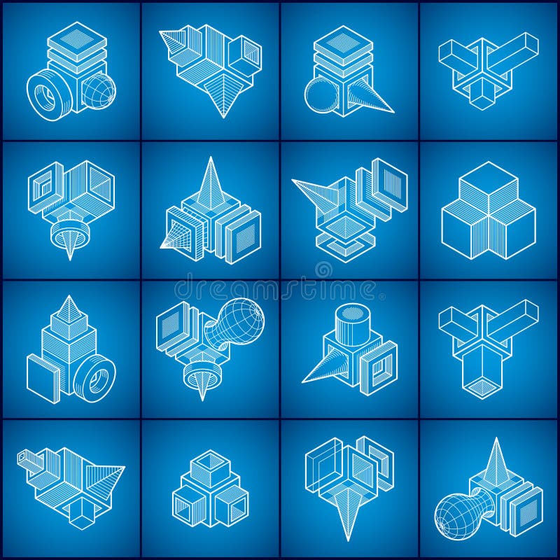 Abstract Vectors, 3D Shapes Set. Stock Vector - Illustration of ...