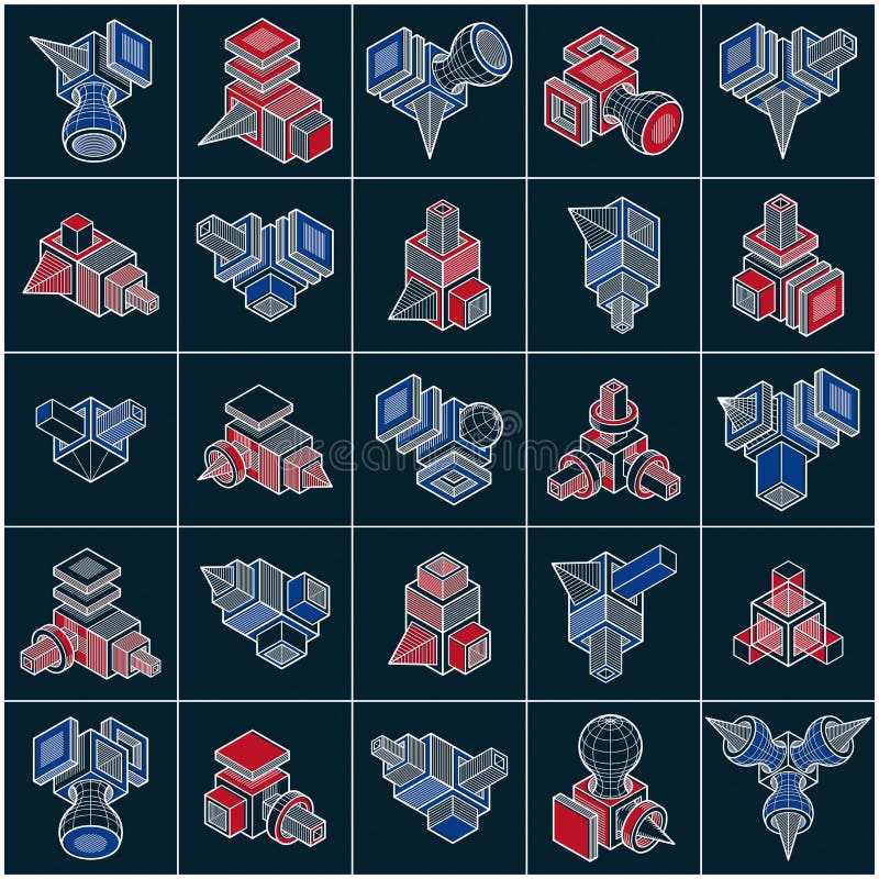 Abstract Vectors, 3D Simple Geometric Shapes Set. Stock Vector ...