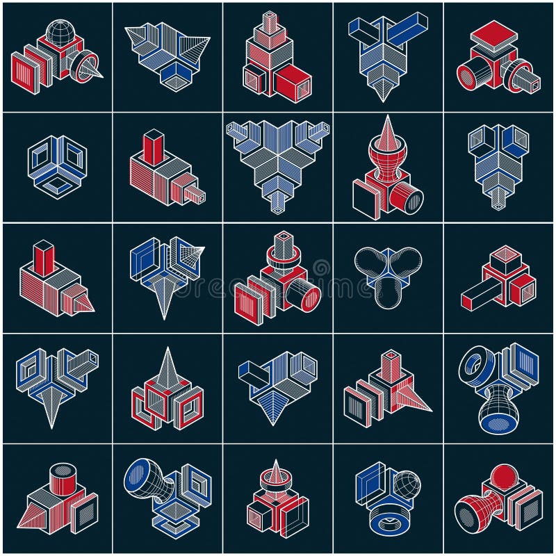 Abstract Vectors, 3D Simple Geometric Shapes Set. Stock Vector ...