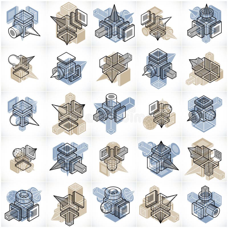 Abstract Vectors Set, Isometric Dimensional Shapes Collection. Stock ...