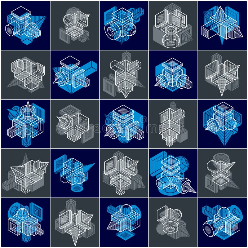 Abstract Vectors Set, Isometric Dimensional Shapes Collection Stock ...