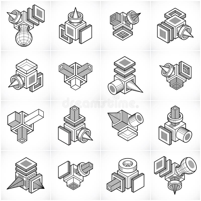 Abstract Vectors Set, Isometric Dimensional Shapes Collection. Stock ...