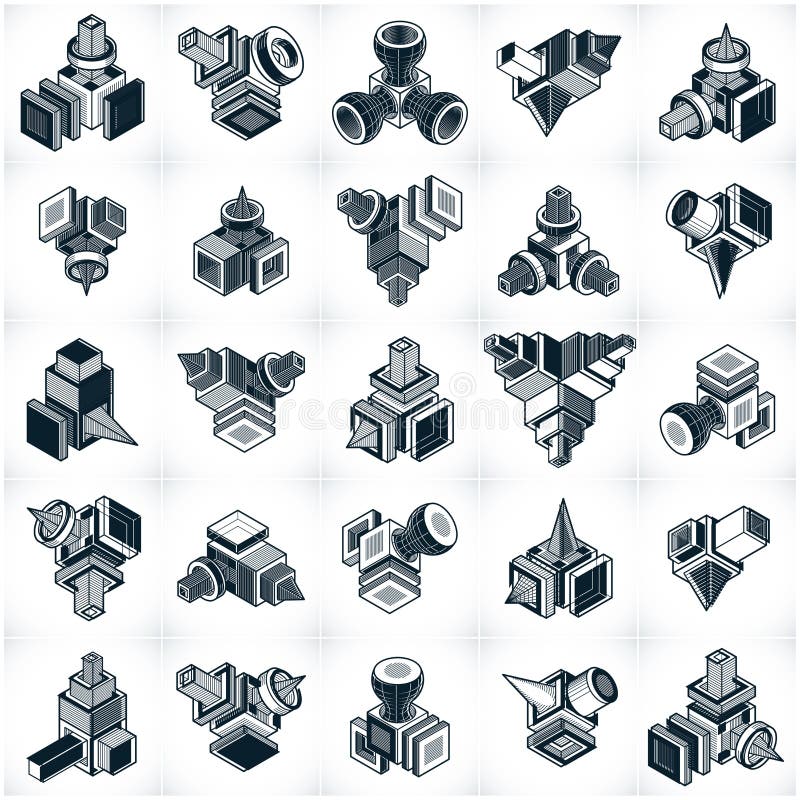 Abstract Vectors Set, Isometric Dimensional Shapes Collection. Stock ...