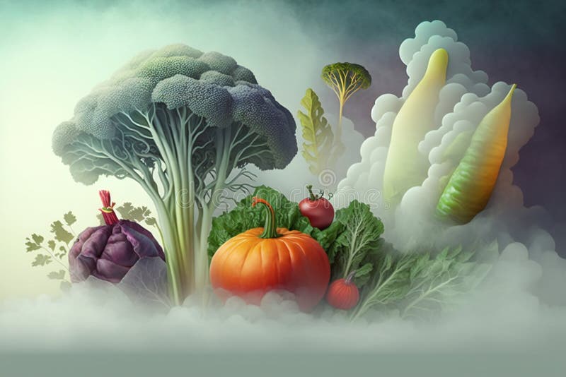 Abstract Vegetables or Veggies Mix Composition Stock Illustration ...