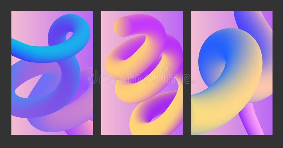 Abstract Vertical Backgrounds with Curve Gradient Line. Poster with Gradient 3d Blend Stroke ...