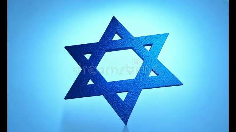 Abstract Vertical Blue Star of David on a Blue Gradient Background ...