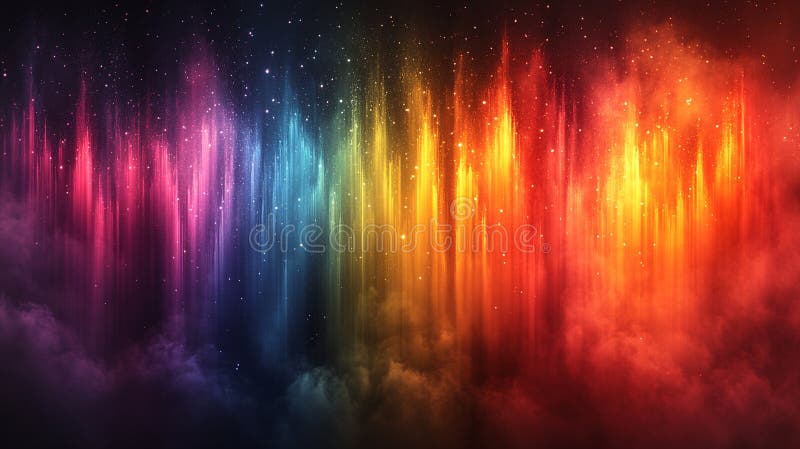 Abstract Vertical Light Beams with Glittering Rainbow Gradient Effect ...