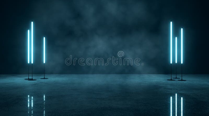 Abstract Vertical Lights on Background with Fog and Reflection ...
