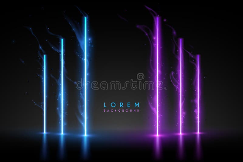 Abstract Vertical Neon Light Lamps with Effects Stock Vector ...