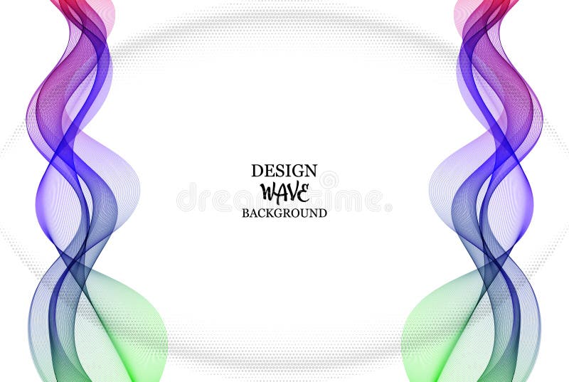 Vertical Transparent Light Green Blue Pink Wave on White Background ...