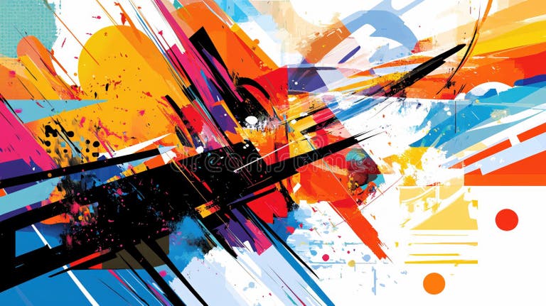 Abstract Vibrant Art Bold Colors and Dynamic Strokes Stock Illustration ...