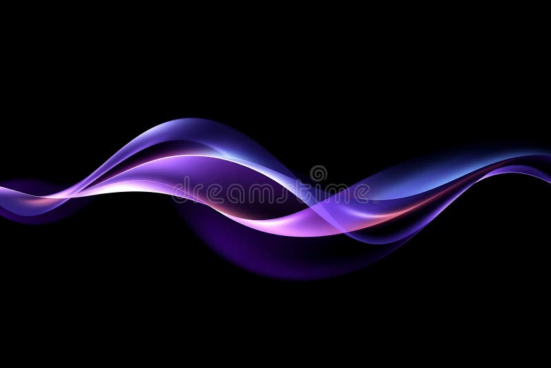 Abstract Vibrant Blue and Purple Neon Waves Design on Black Background ...