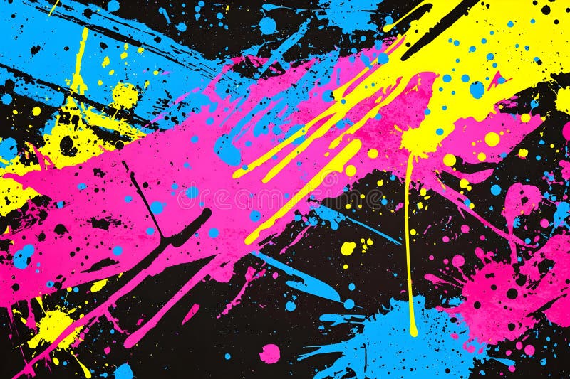 Abstract Vibrant CMYK Ink Splatter Art Background Stock Illustration ...
