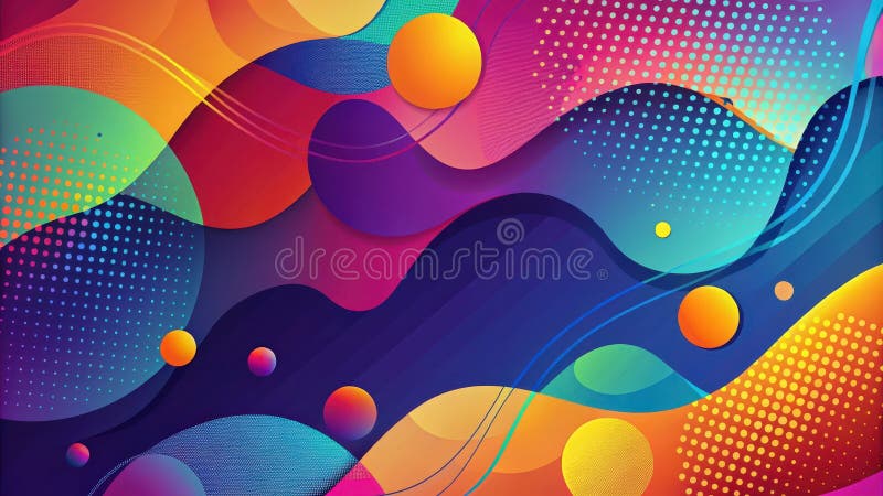 Abstract Vibrant Color Wave Pattern Background Design with Dots and ...