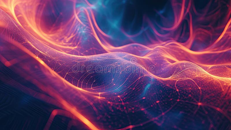 Abstract Vibrant Colors Neon Background, Glowing Lines and Waves ...