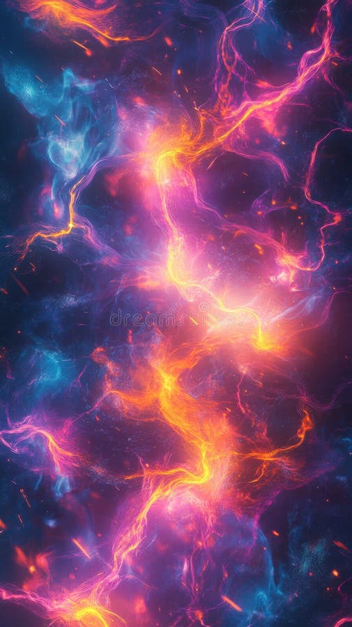 Abstract Vibrant Cosmic Energy Flow with Glowing Orange and Blue ...