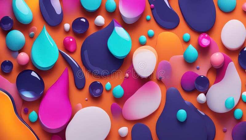 Abstract Vibrant 3D Shapes in Bold Colors, with Glossy Liquid-like ...