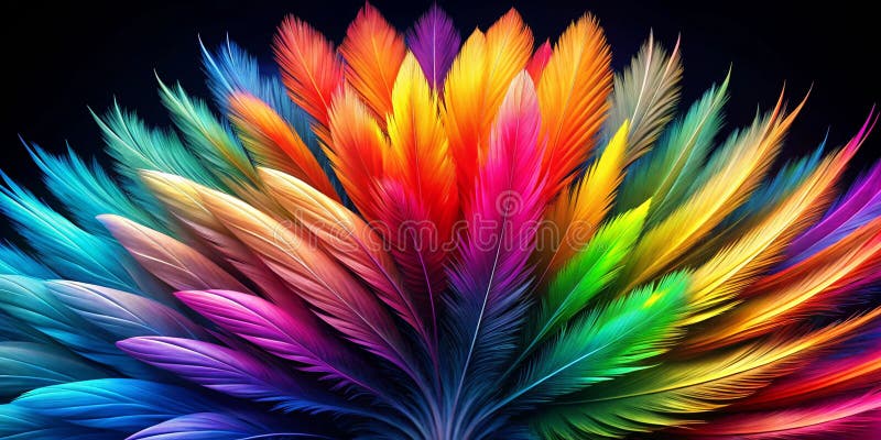 Rainbow Feather Burst Design Stock Illustration - Illustration of ...