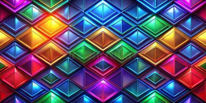 Abstract Vibrant Diamond Pattern Background of Shiny Colorful Rhombus Shapes. Generative AI ...