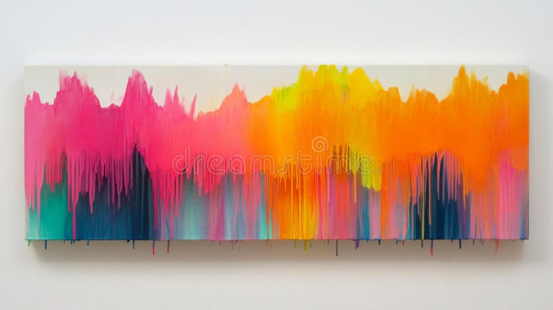 Abstract Vibrant Dripping Paint Landscape Artwork Stock Illustration ...