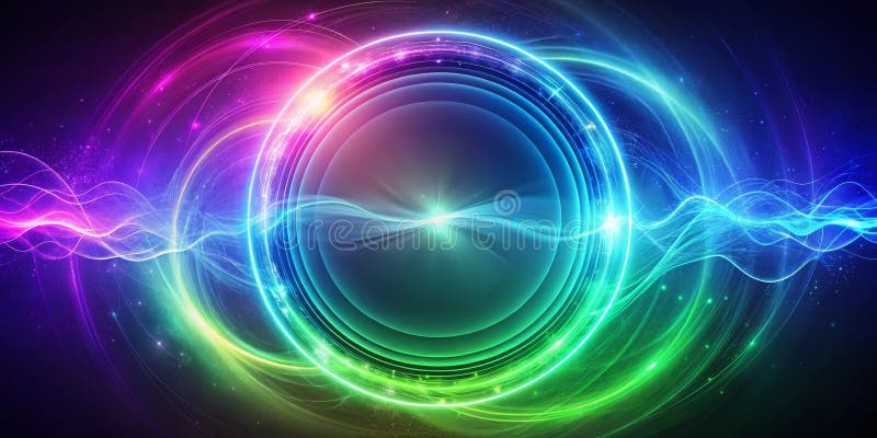 Abstract Vibrant Energy Field with Glowing Circular Halo and Dynamic ...