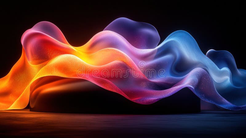Abstract Vibrant Flowing Forms on a Dark Pedestal Stock Illustration ...