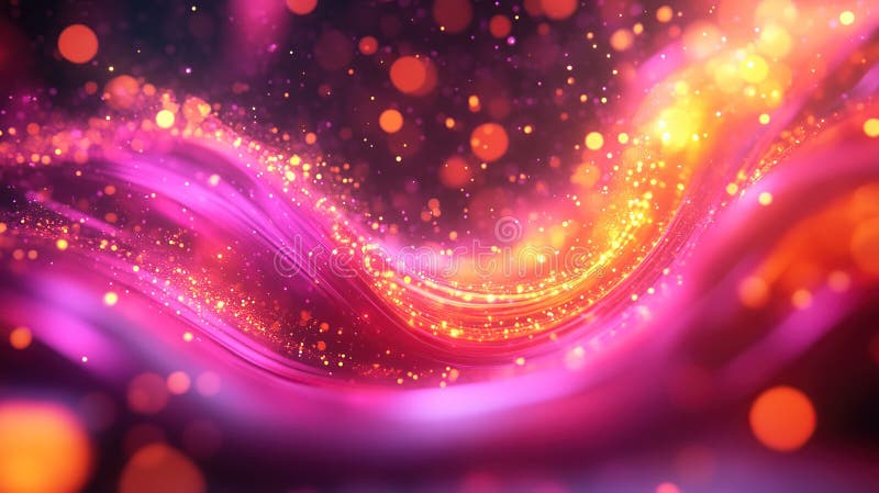 108 Abstract Vibrant Pink Gold Waves Digital Art Background Stock ...