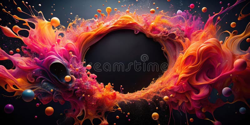 Abstract Vibrant Fluid Art with a Central Circular Void. Generative AI ...