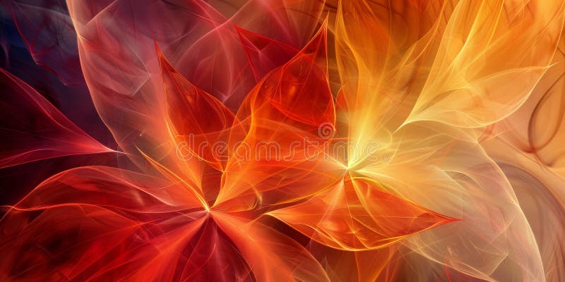 Abstract Vibrant Fractal Leaf Artwork with Warm Colors Concept Stock ...