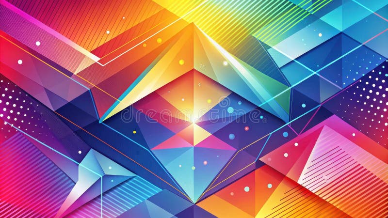 Abstract Vibrant Geometric Design with Interlocking Polygons and Lines ...