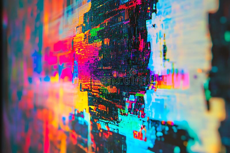 Abstract Vibrant Glitch Art Painting Stock Illustration - Illustration ...