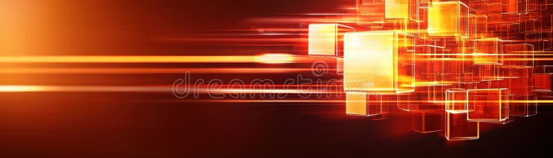Abstract Vibrant Image of Glowing Orange and Red Rectangular Forms with ...