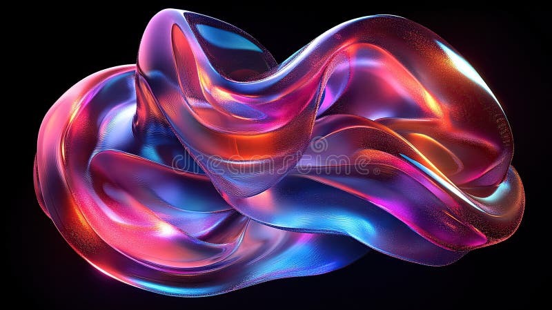 Abstract Vibrant Iridescent Fluid Form with Glowing Neon Colors on ...