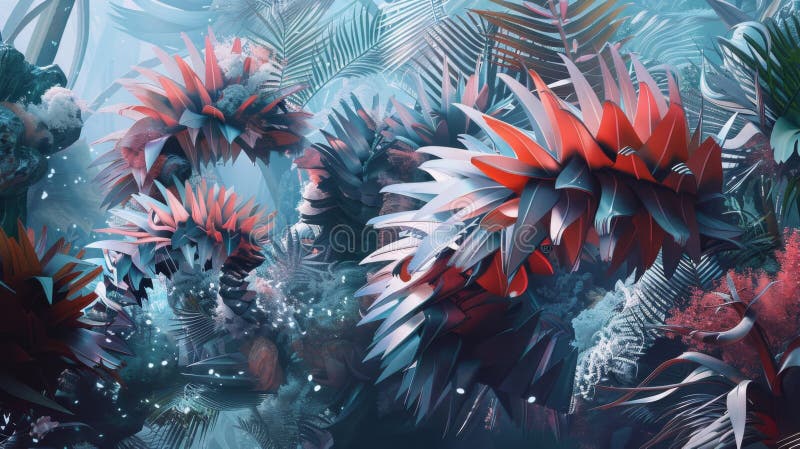 Abstract Vibrant Jungle Foliage Digital Artwork Stock Photo - Image of ...