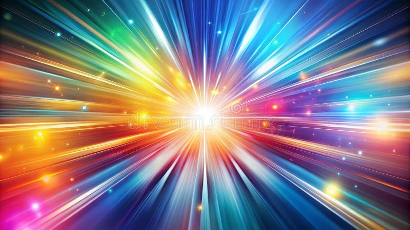 Abstract Vibrant Light Rays Converging at a Bright Core, Dynamic Energy ...