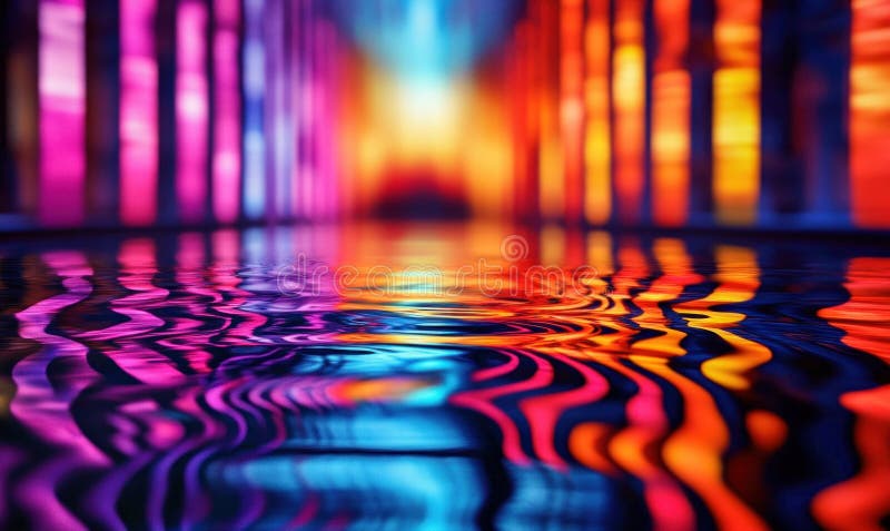 Abstract Vibrant Liquid Waves with Neon Colors and Reflections Stock ...