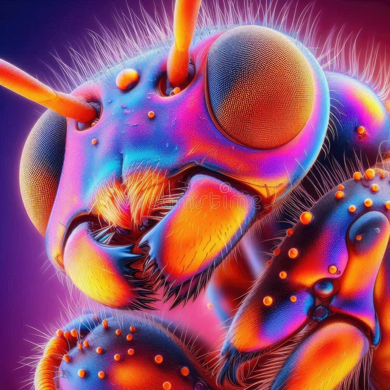Abstract and Vibrant Macro Image of an Ant with a Mesmerizing Color ...