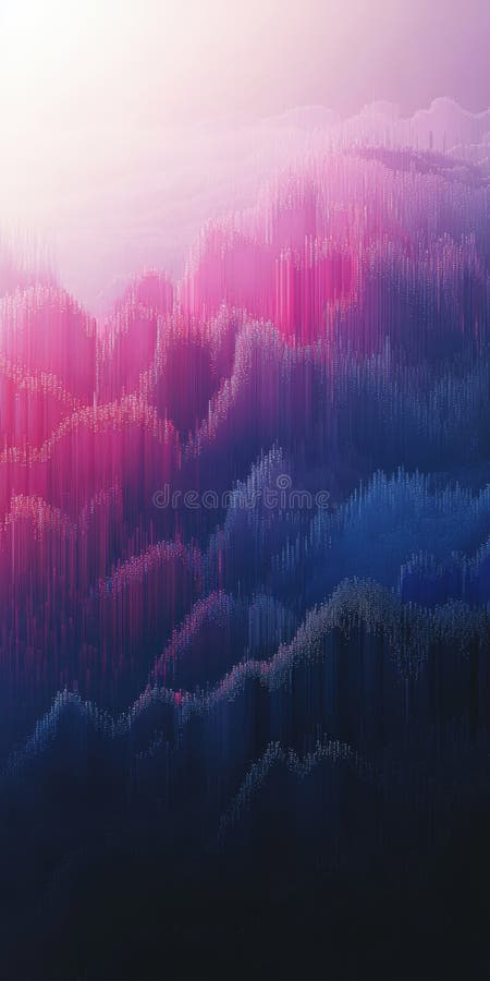Abstract Vibrant Mountain Landscape with Gradient Colors and Digital ...