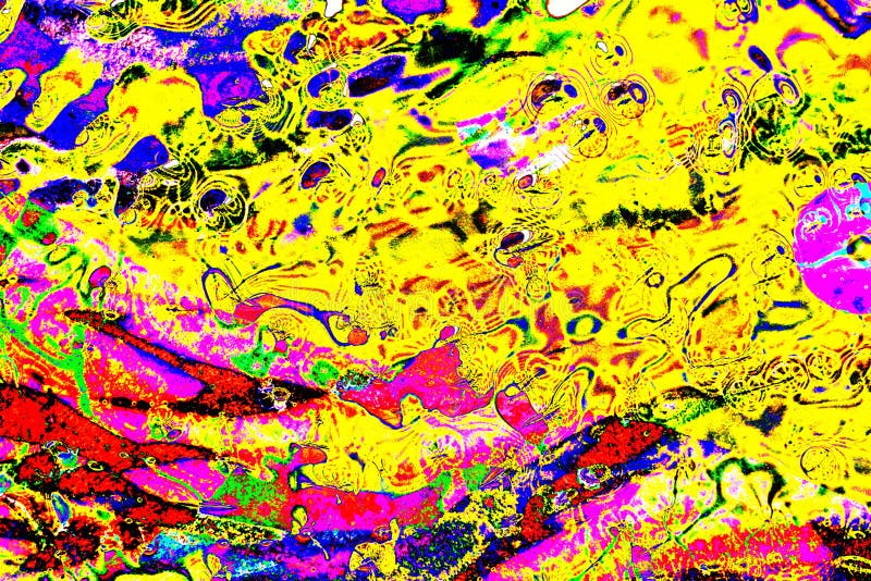 Abstract Vibrant Multi-color Wet Paint Drops and Splotch on Black ...