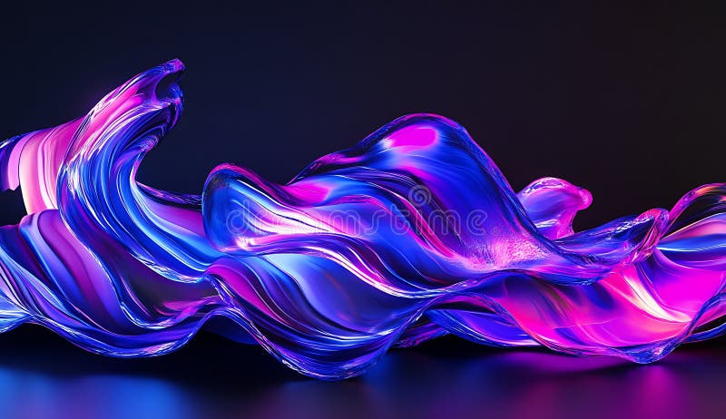 Abstract Vibrant Neon Blue and Pink Wave Stock Illustration ...