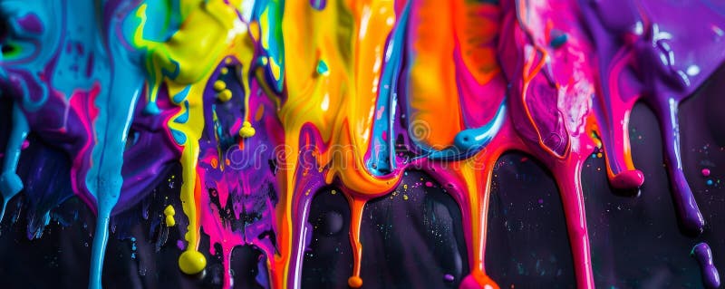 Abstract Vibrant Neon Paint Drips Creating Bold Splashes Color Stock ...