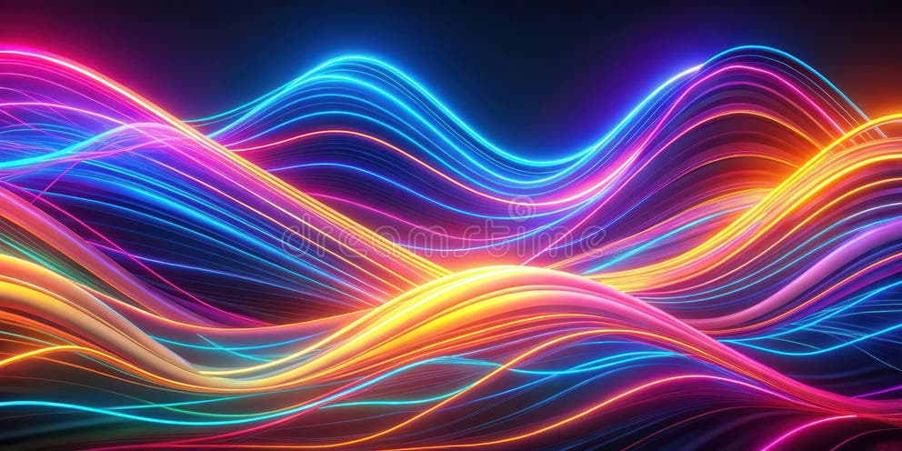 Abstract Vibrant Neon Waveform Pattern Design Featuring Bright Colors ...
