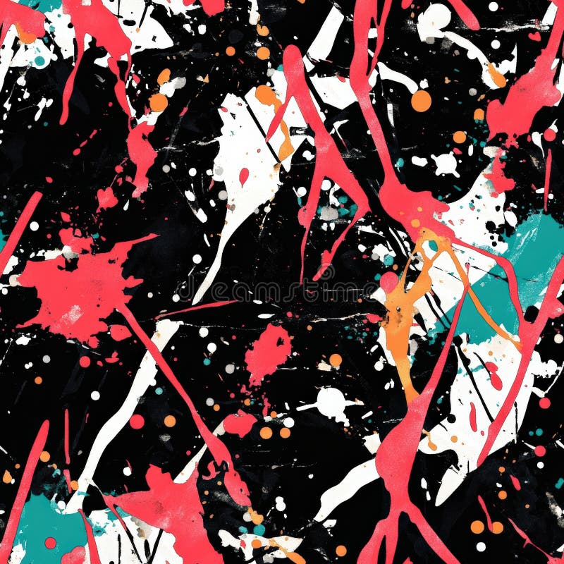 Abstract Vibrant Paint Splatter on Black Background Stock Photo - Image ...