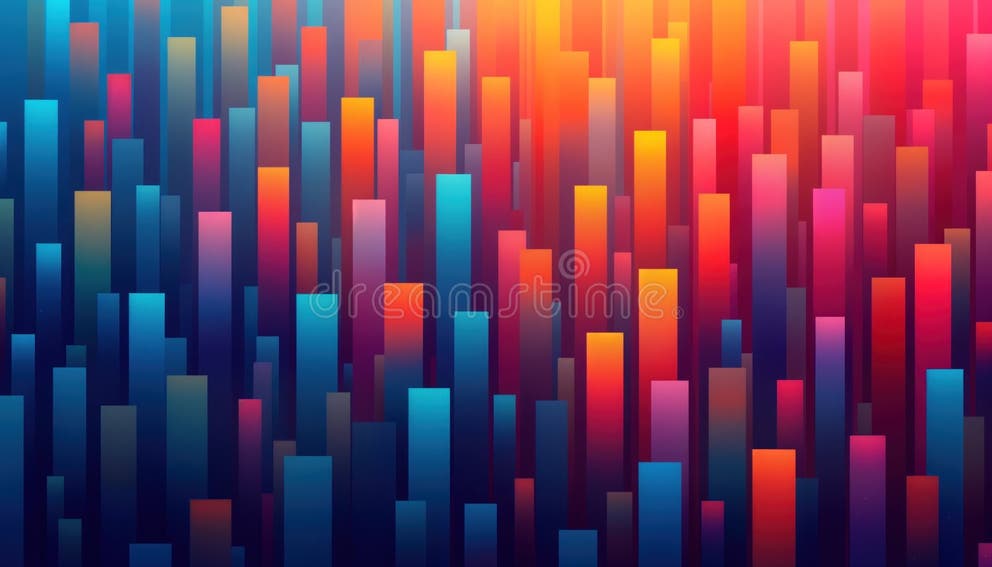 Abstract Vibrant Pattern. Colorful Rectangular Shapes. Gradient Hues ...
