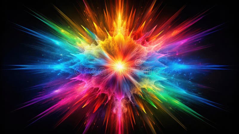 Abstract Vibrant Rainbow Explosion of Color and Light. Generative AI ...