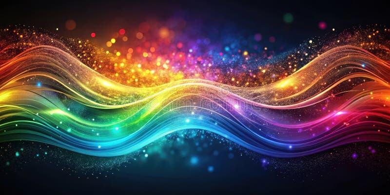 Abstract Vibrant Rainbow Wave Background with Sparkling Dust. Generative AI Stock Illustration ...