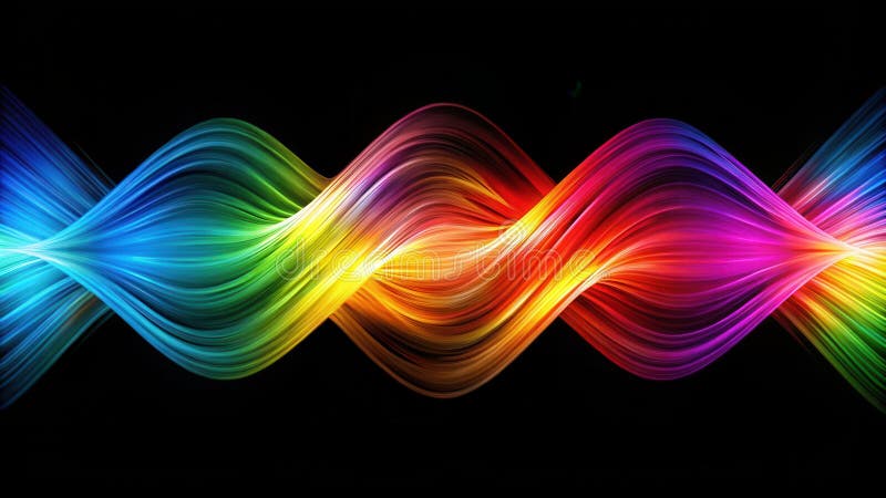 Abstract Vibrant Rainbow Wave Design on a Black Background. Generative ...